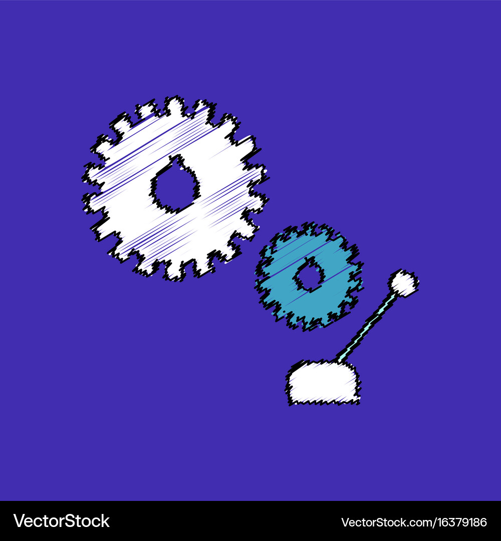 Flat icon design collection gear and transmission Vector Image