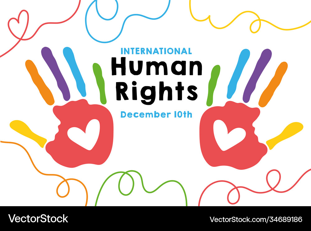 Human rights campaign lettering with hands print Vector Image