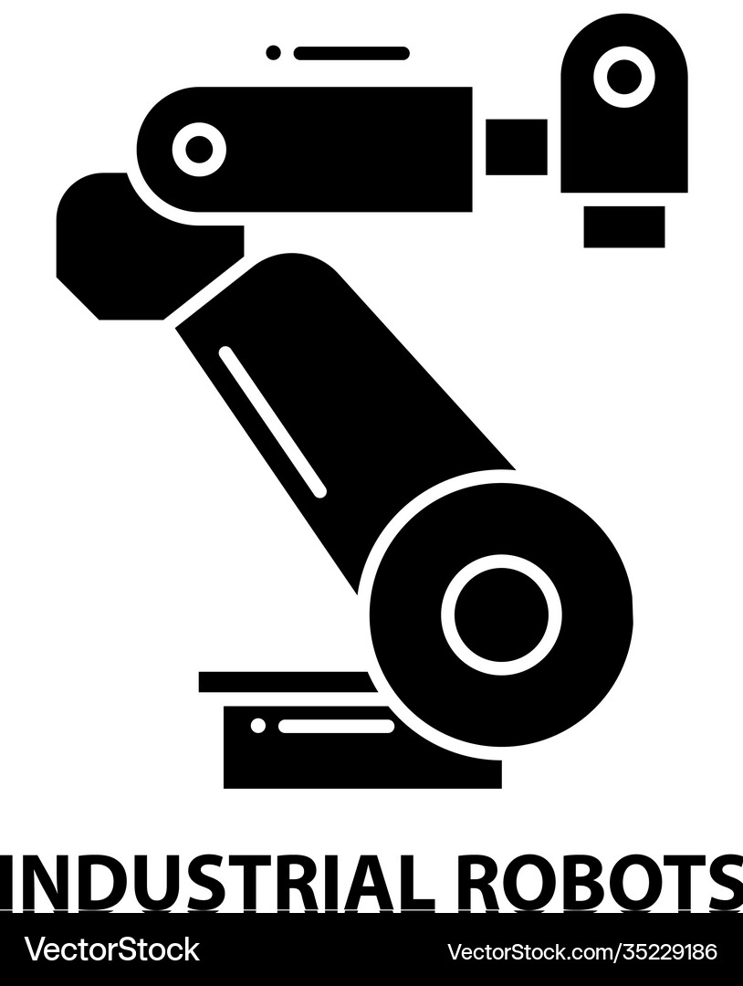 Industrial robots icon black sign Royalty Free Vector Image