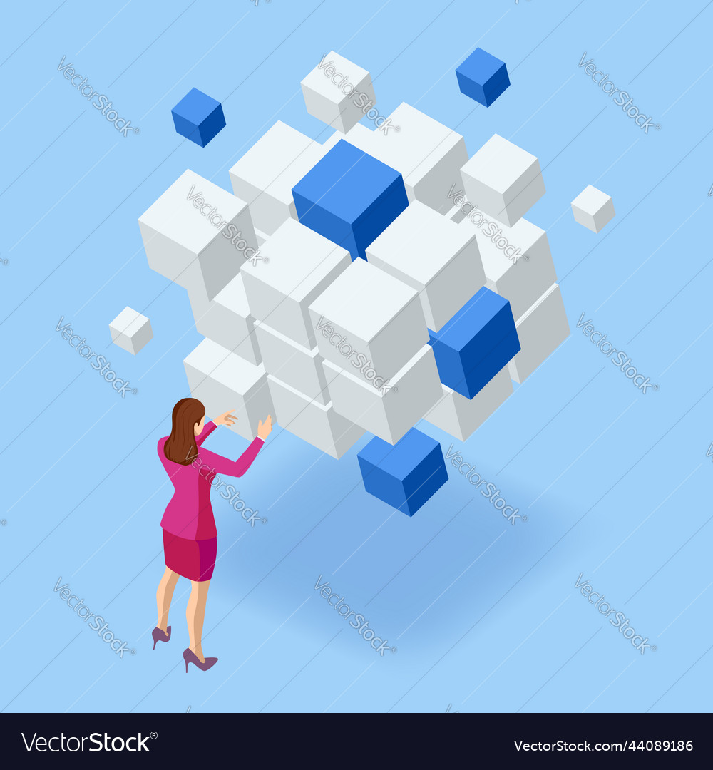Isometric financial technology cloud computing Vector Image
