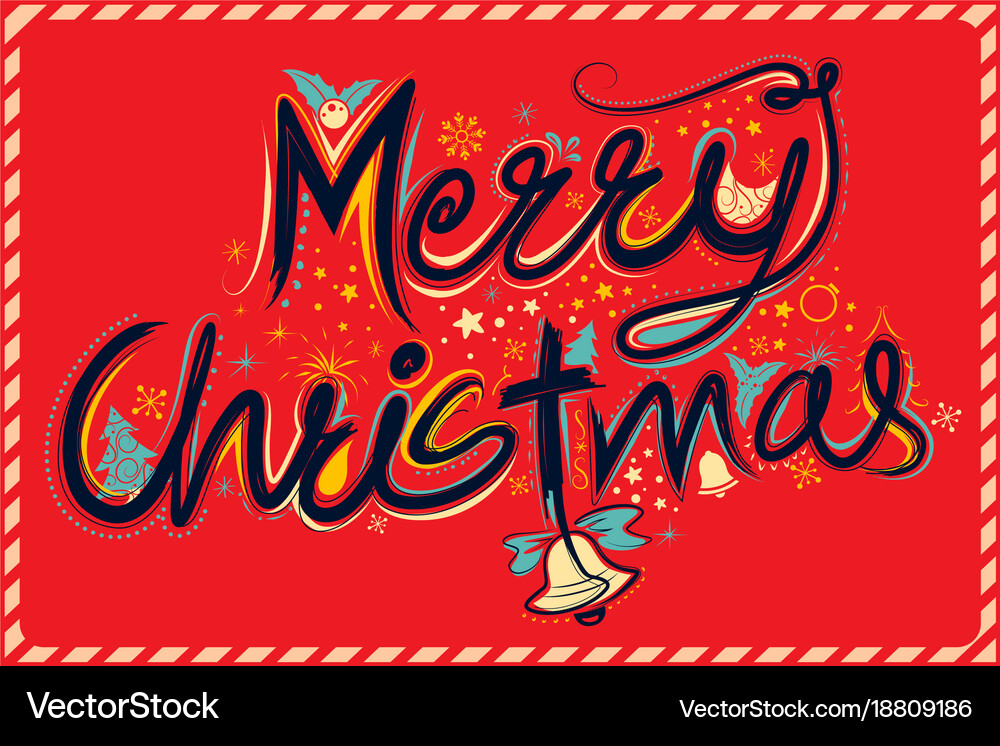 Merry christmas lettering design set typography Vector Image