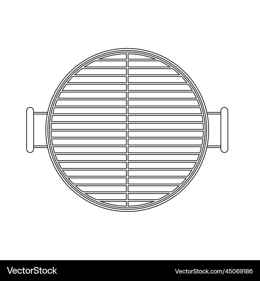 Round barbecue grill outline icon on white Vector Image