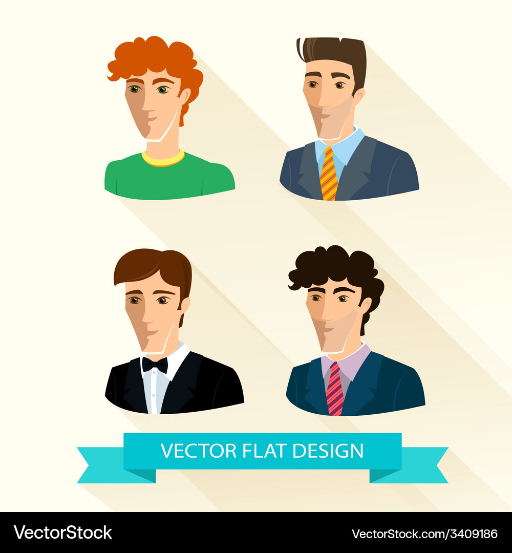 Set flat design mens portraits Royalty Free Vector Image