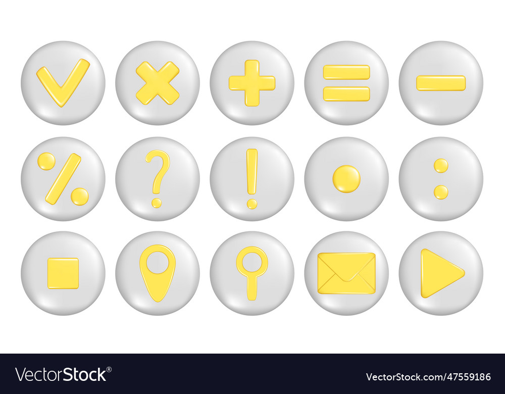Set Of Realistic 3d Mathematical Symbol Location Vector Image