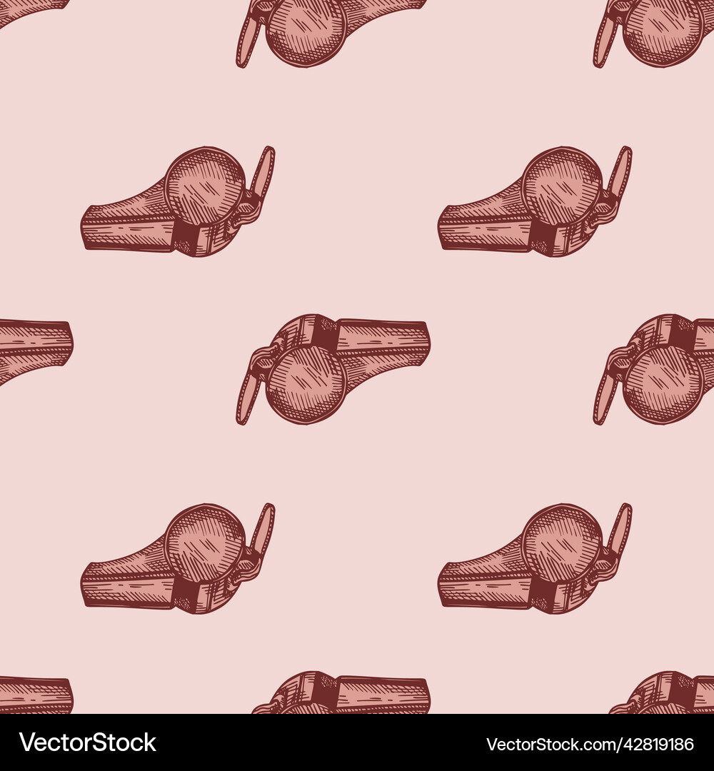 Sport whistle engraving seamless pattern vintage Vector Image
