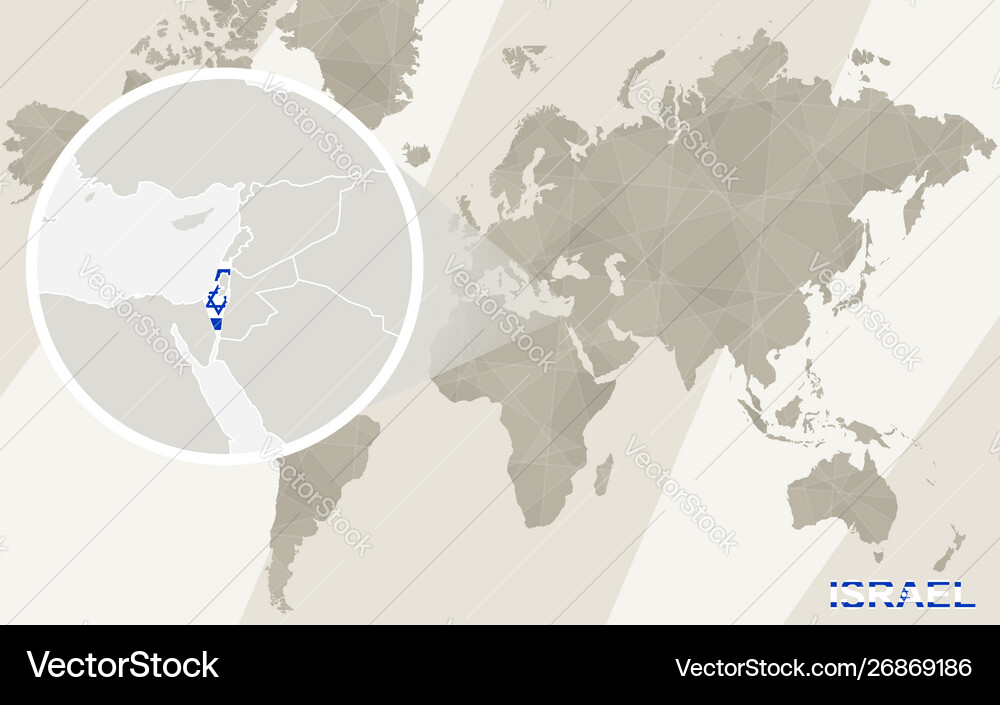 Zoom on israel map and flag world Royalty Free Vector Image