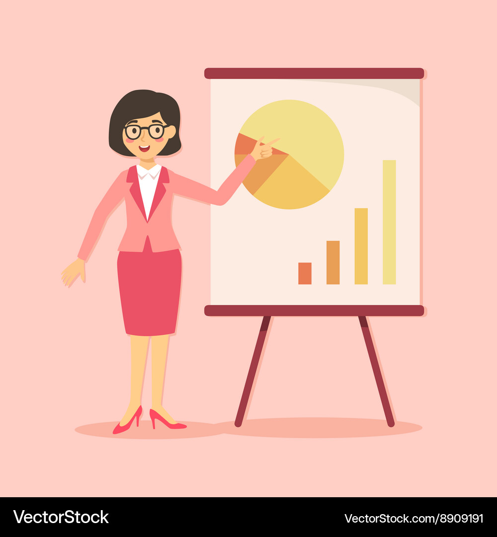 Businesswoman presentation chart pink Royalty Free Vector