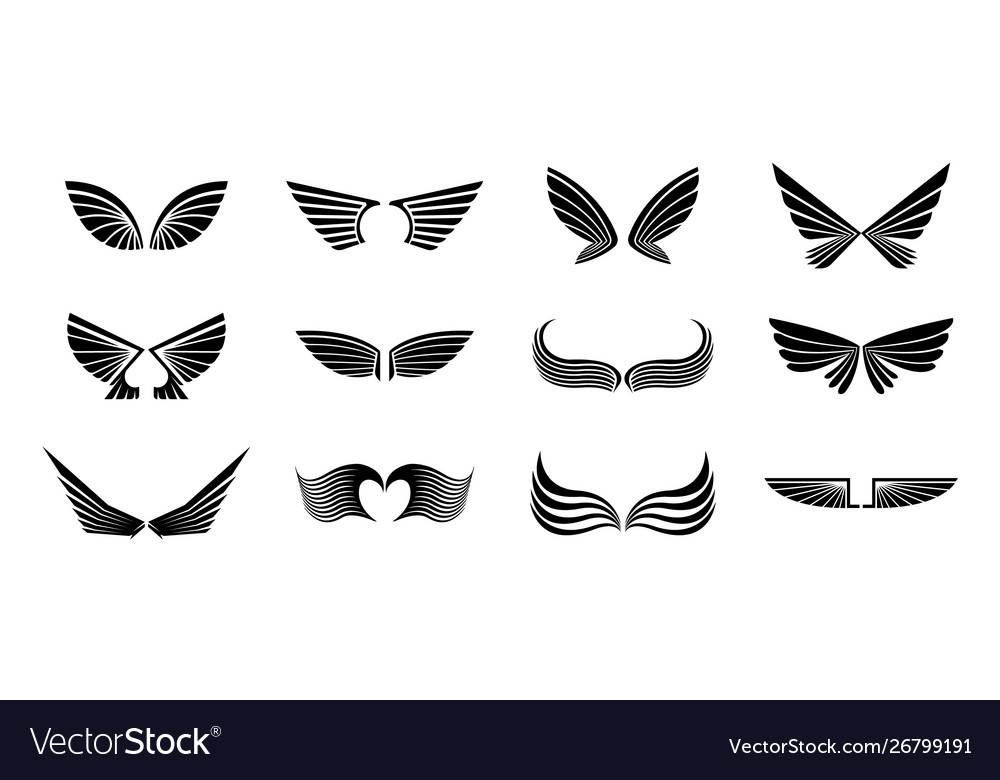 Wings icon logo template set Royalty Free Vector Image Wings icon logo template set Royalty Free Vector Image
