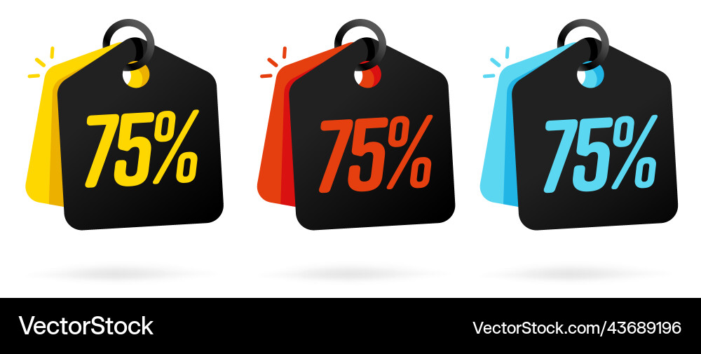 75 percent off price tag set Royalty Free Vector Image