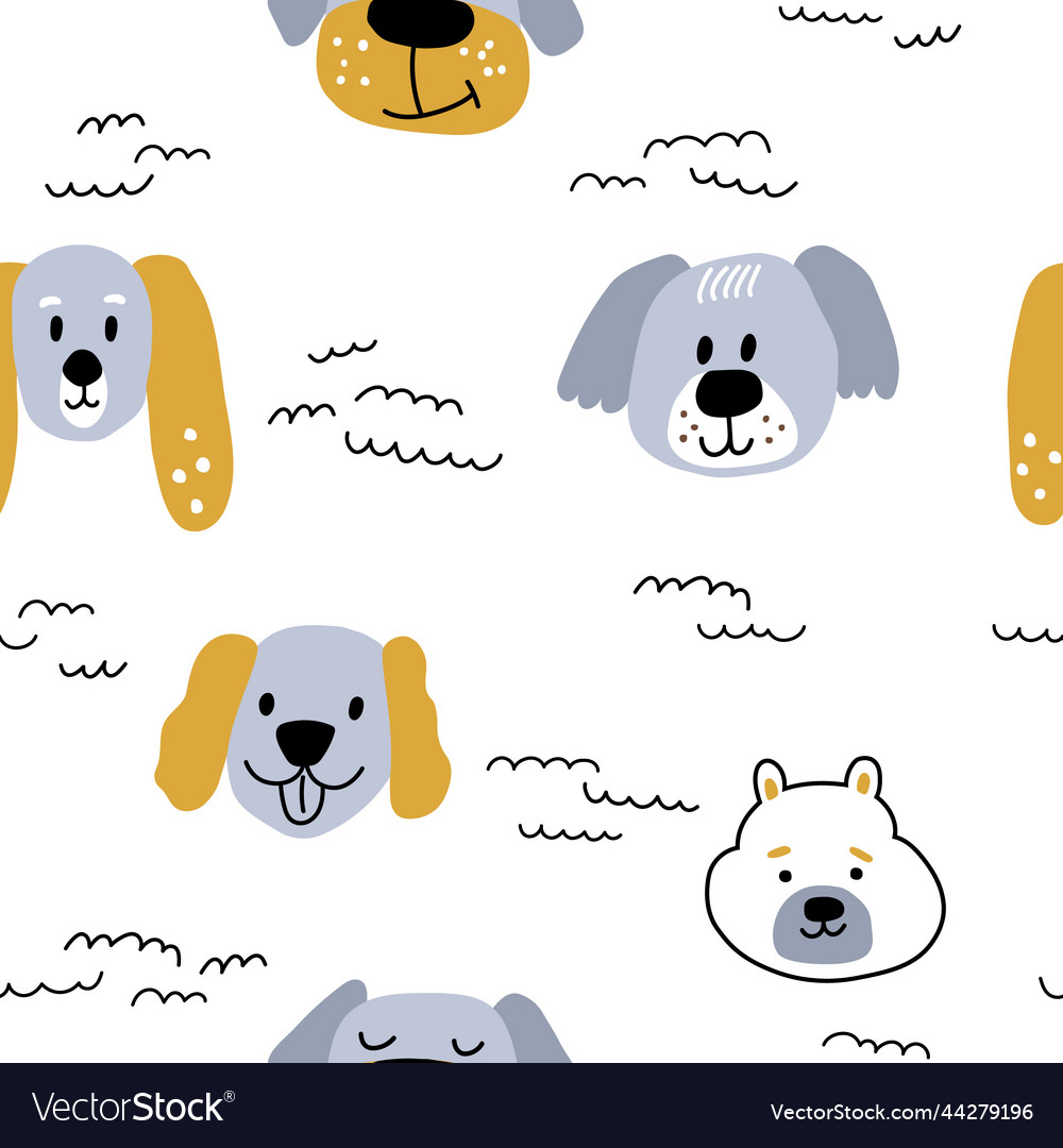 Abstract cute dog faces on a white background Vector Image