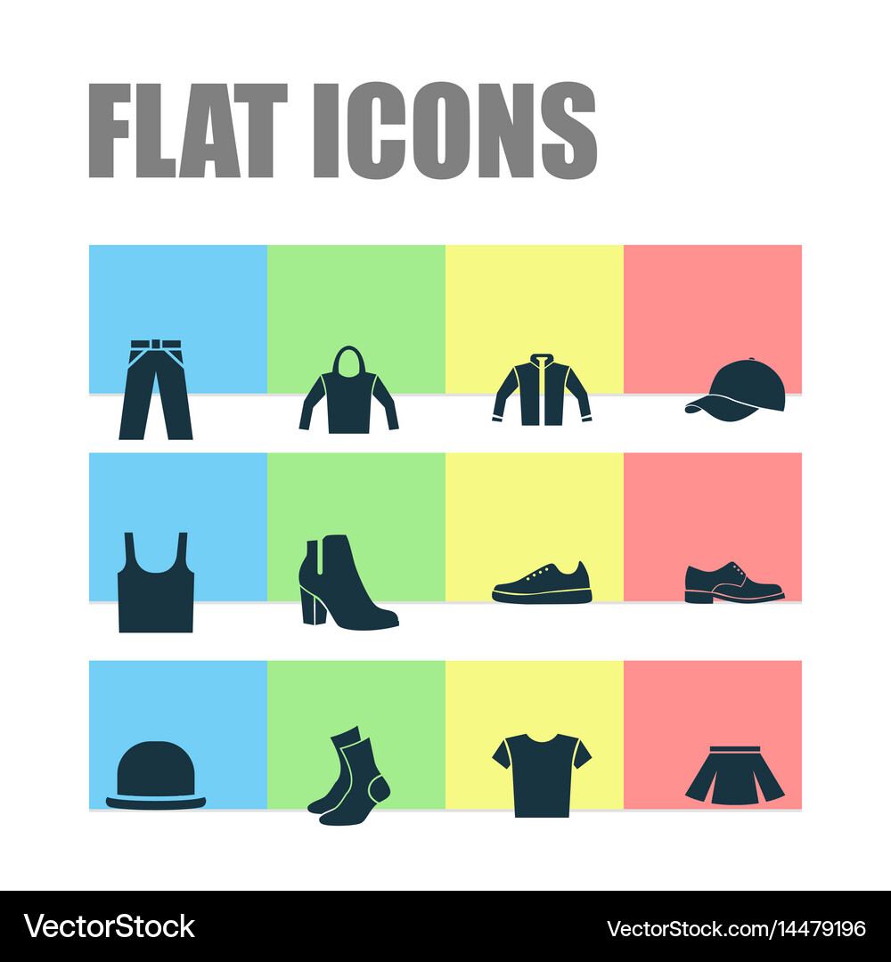 Clothes icons set collection stylish apparel Vector Image