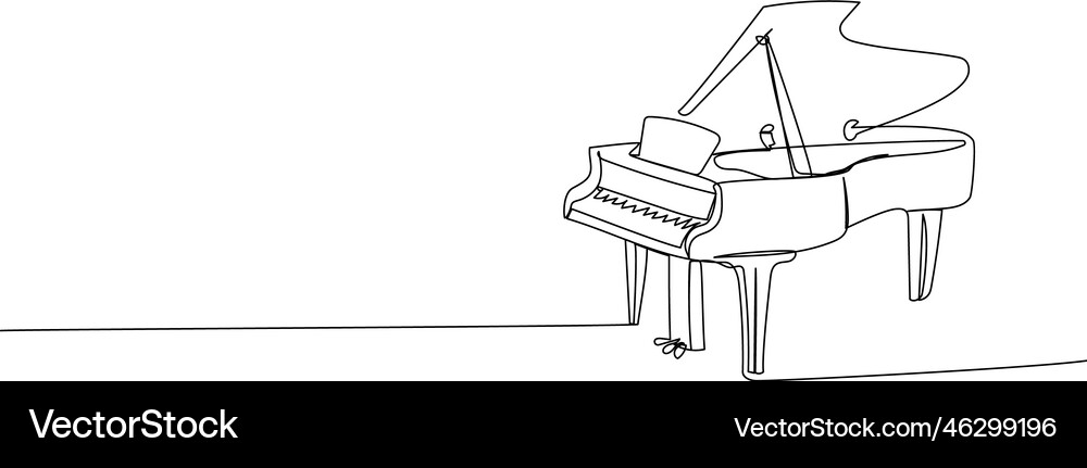 Grand piano one line art continuous drawing Vector Image