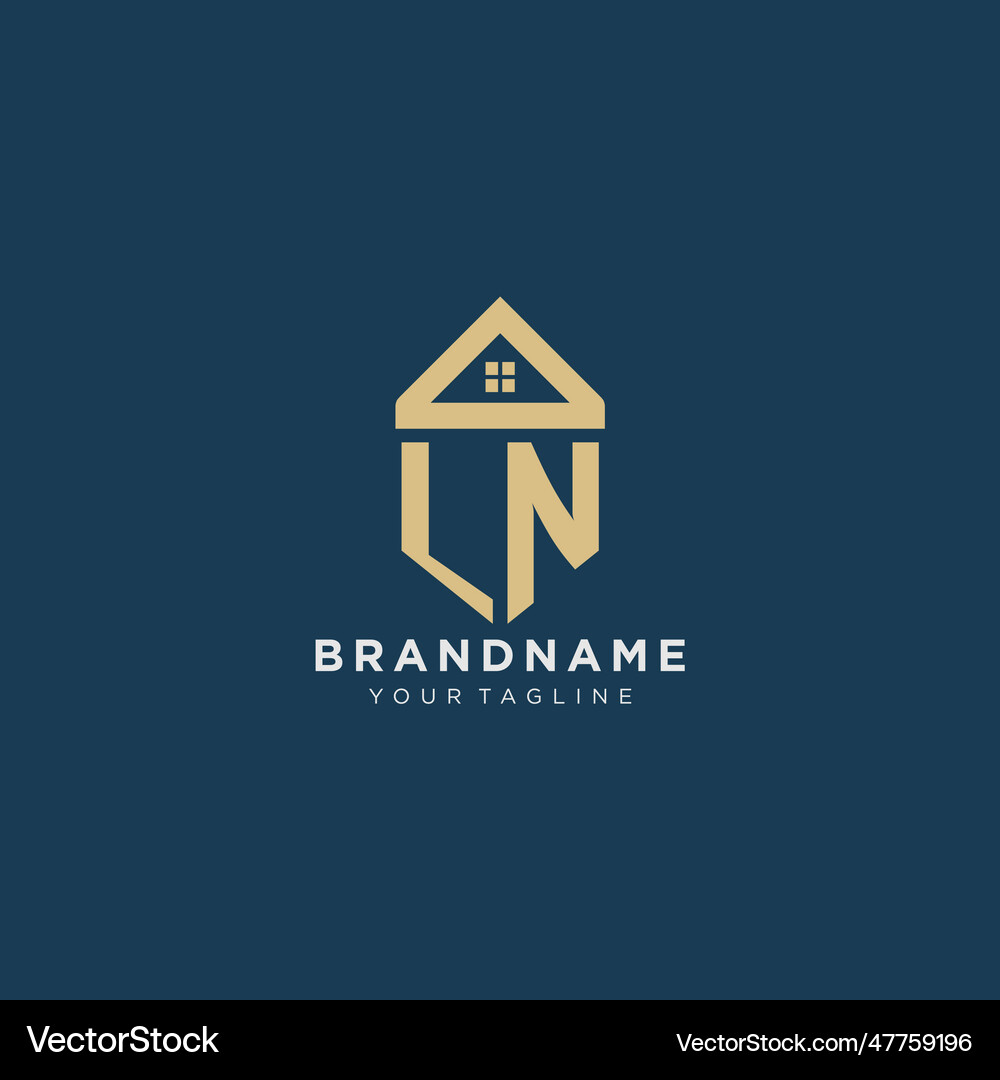 Initial letter ln with simple house roof creative Vector Image