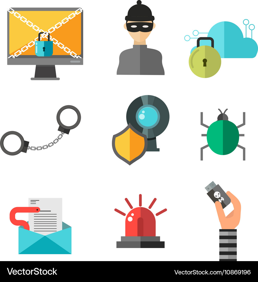Internet safety icons isolated Royalty Free Vector Image