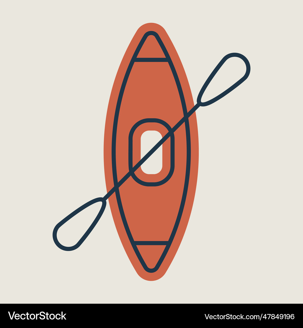 Kayak with paddle icon camping sign Royalty Free Vector