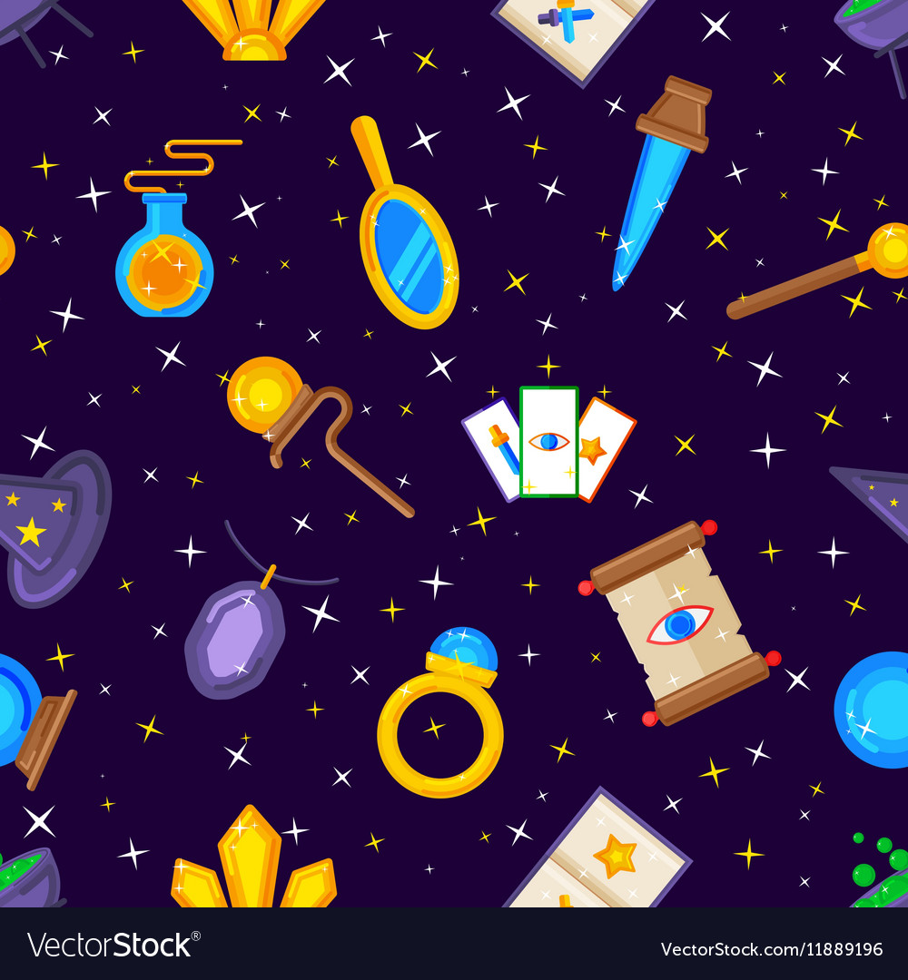 Magic decorative icons seamless pattern Royalty Free Vector Magic decorative icons seamless pattern Royalty Free Vector