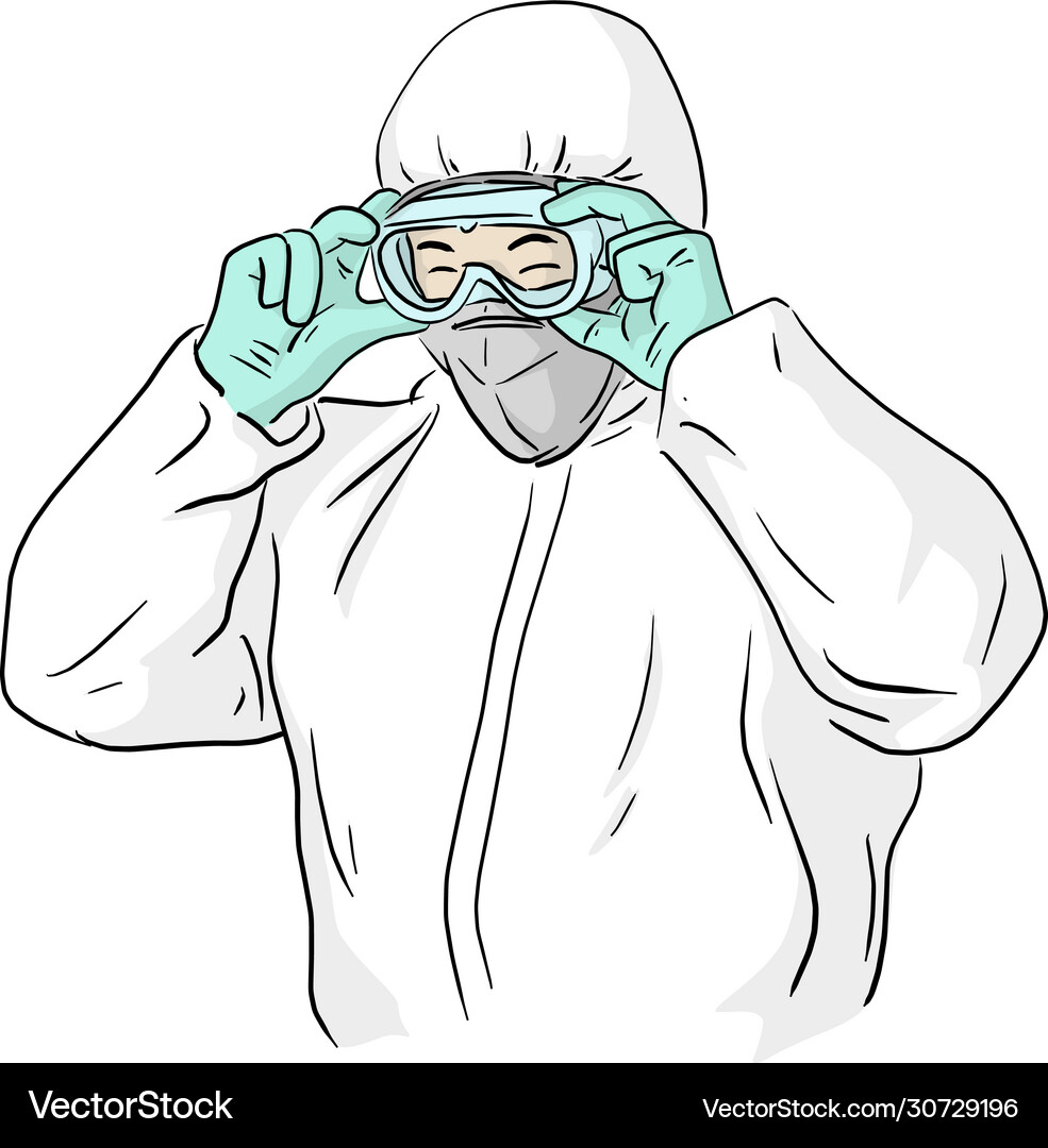 Man in ppe suit wearing protective glasses Vector Image