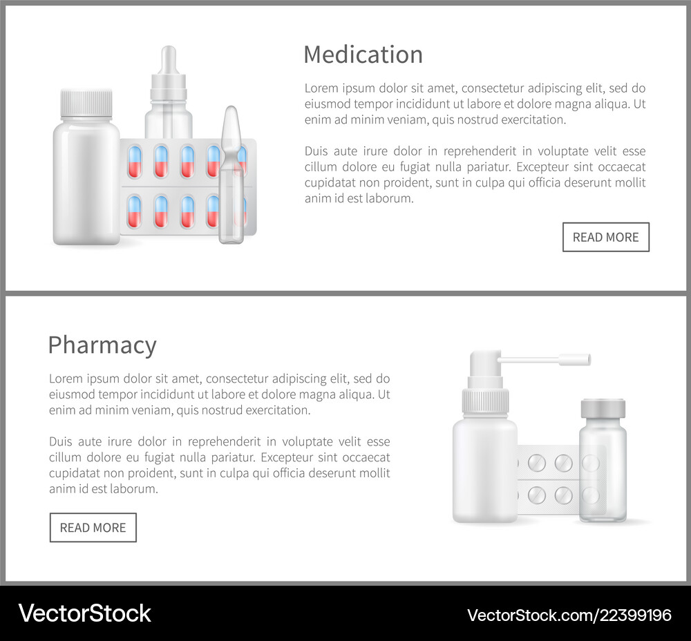 Medication and pharmacy web banners remedy set Vector Image
