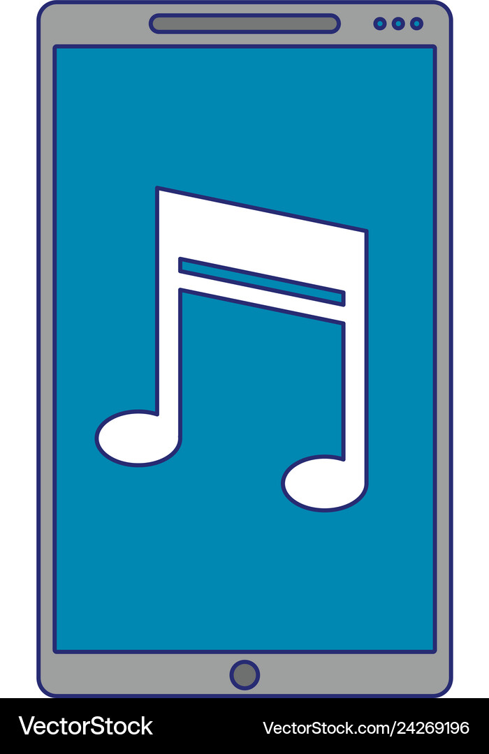 Music and smartphone blue lines Royalty Free Vector Image