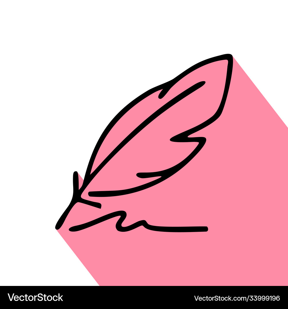 Quill flat line icon writing pen Royalty Free Vector Image
