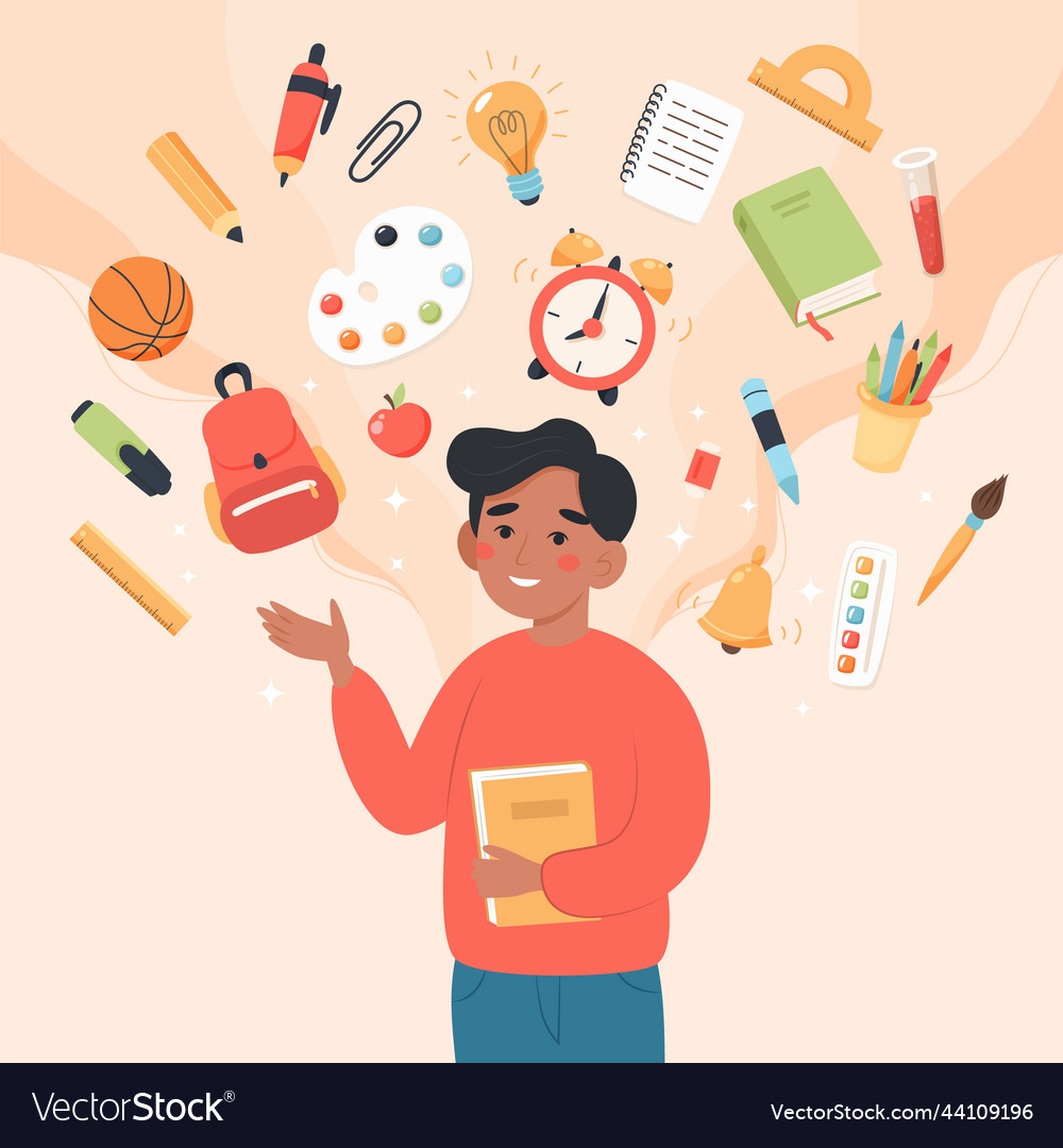 Teacher with school elements school and learning Vector Image