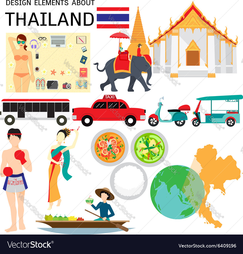 Thailand elements Royalty Free Vector Image - VectorStock