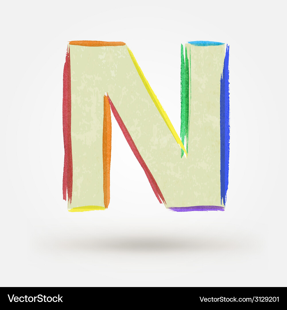 Alphabet letter n watercolor paint design element Vector Image