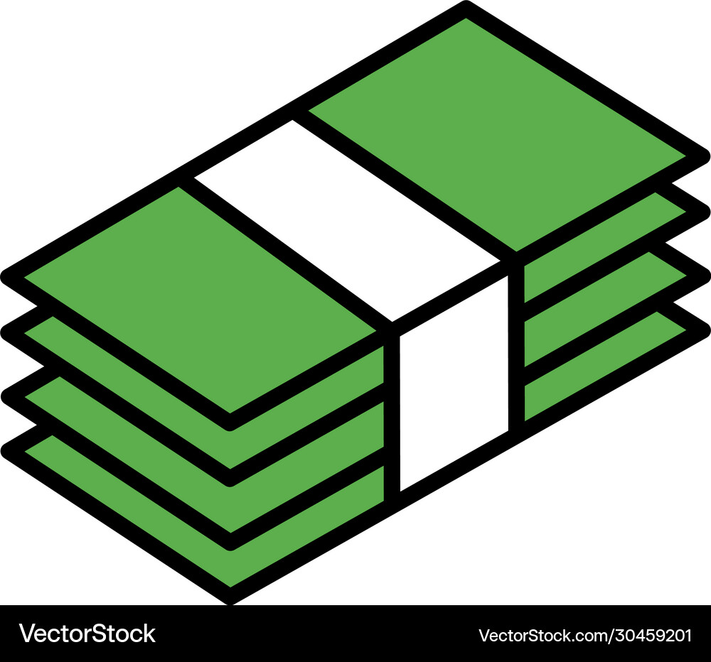 Bills money dollars line and fill style Royalty Free Vector