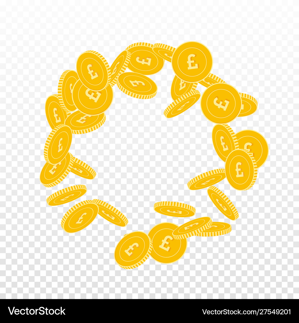British pound coins falling scattered big gbp coi Vector Image