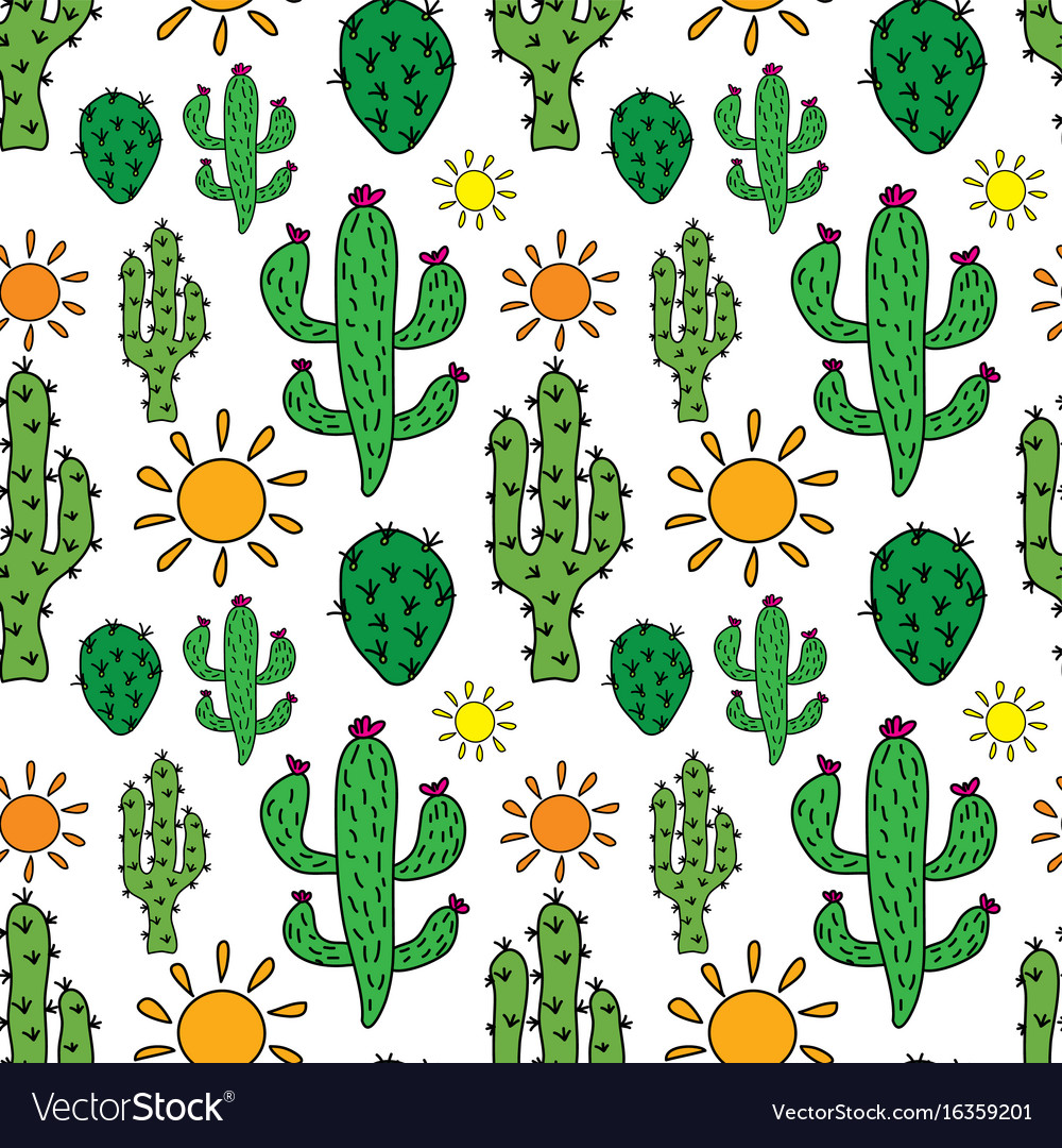 Cactus seamless pattern Royalty Free Vector Image