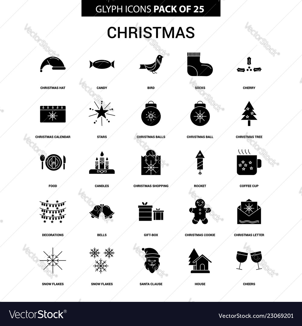 Christmas glyph icon set Royalty Free Vector Image