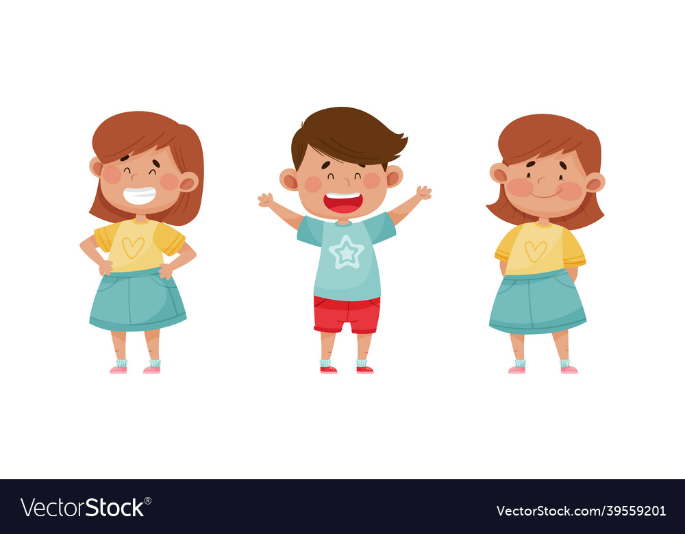 Cute kids emotions set children with different Vector Image