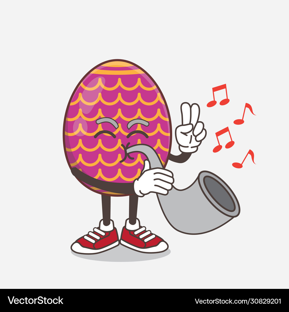 Easter egg cartoon mascot character playing music Vector Image