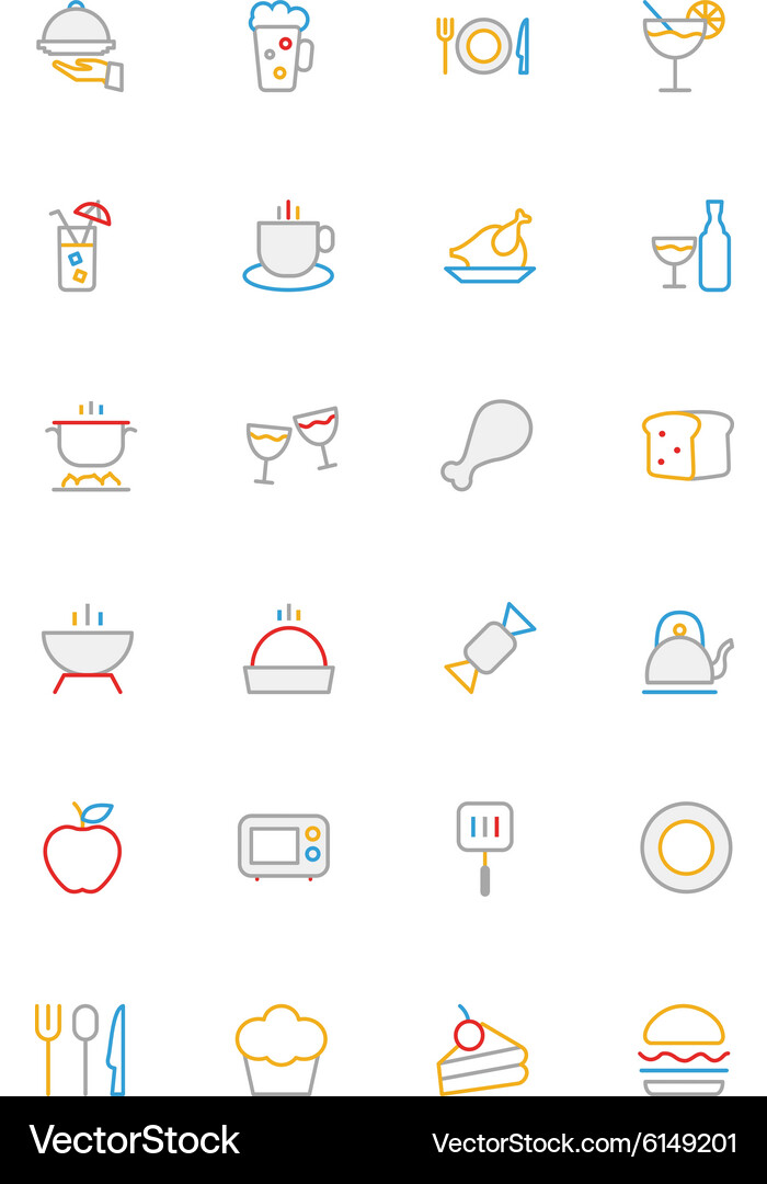 Food colored outline icons 1 Royalty Free Vector Image