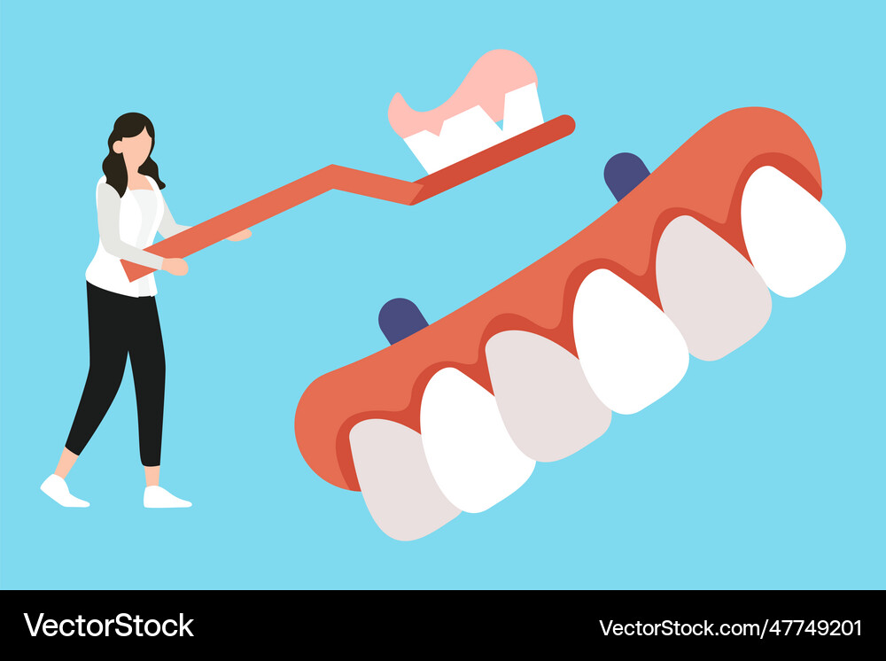 Girl is holding a toothbrush Royalty Free Vector Image