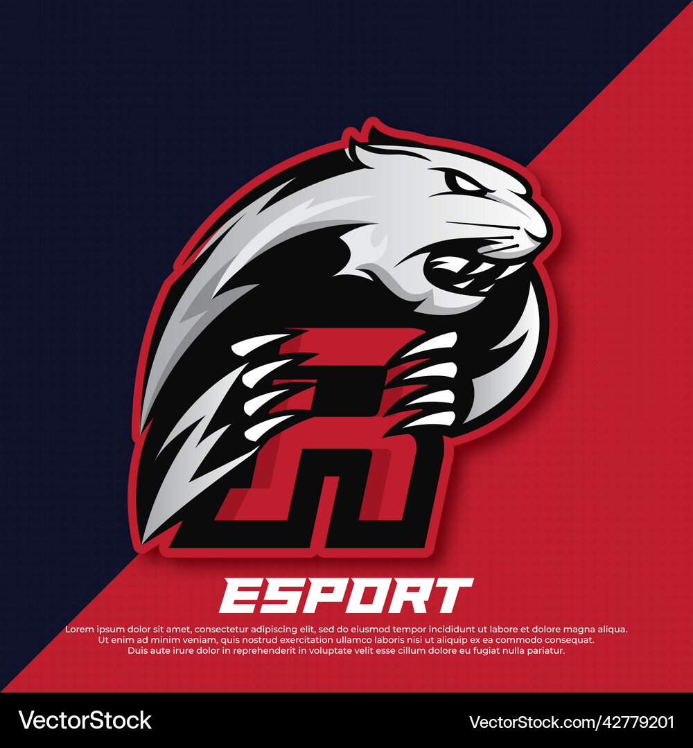 Initial letter r logo esport design panther Vector Image