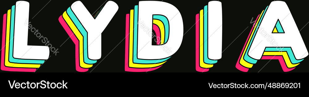 Lydia - retro rainbow typography faded style Vector Image