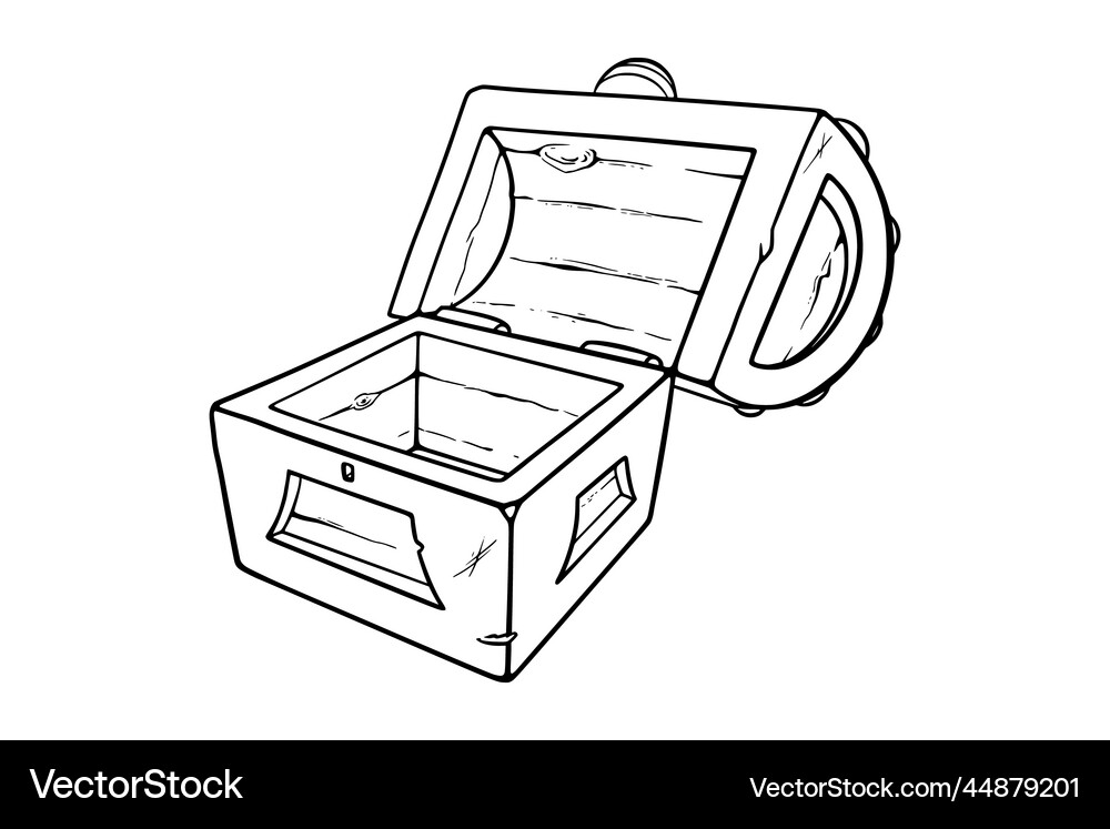 Open treasure chest sketch empty wooden chest Vector Image