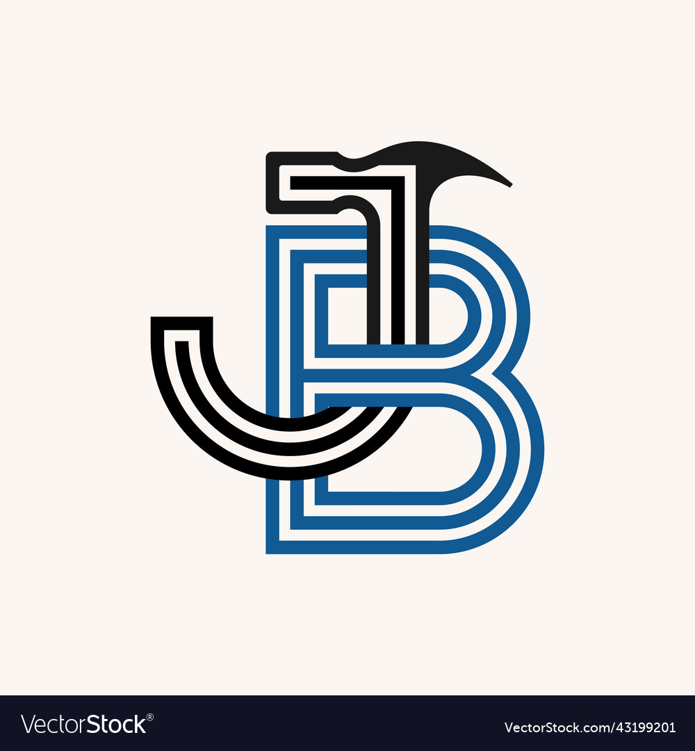 Unique letter or word jb sans serif line out Vector Image