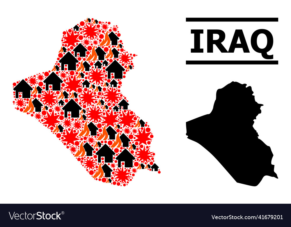 War mosaic map of iraq Royalty Free Vector Image War mosaic map of iraq Royalty Free Vector Image