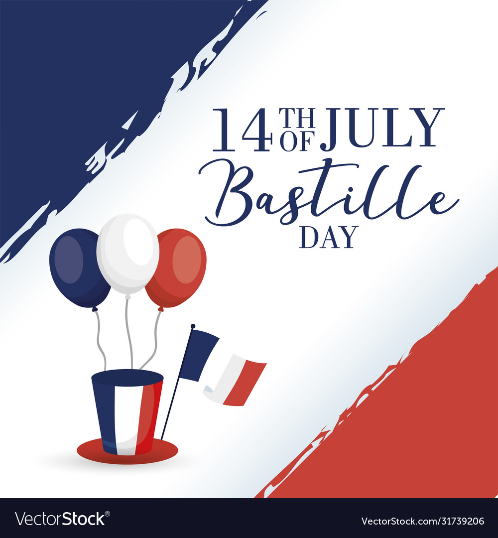 Bastille day celebration card with france flags Vector Image