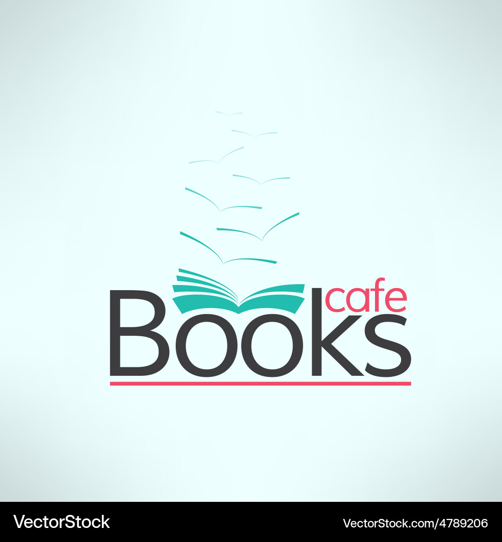 Books cafe logo in modern flat design book Vector Image