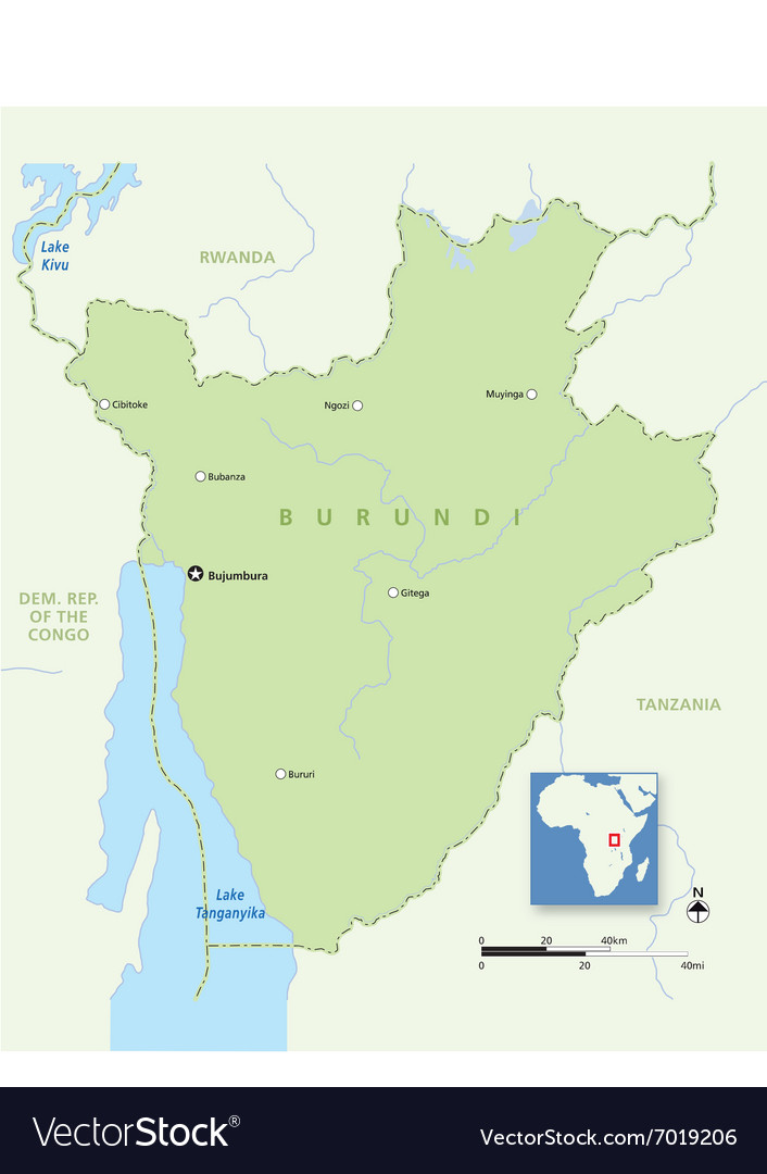 Burundi map Royalty Free Vector Image - VectorStock