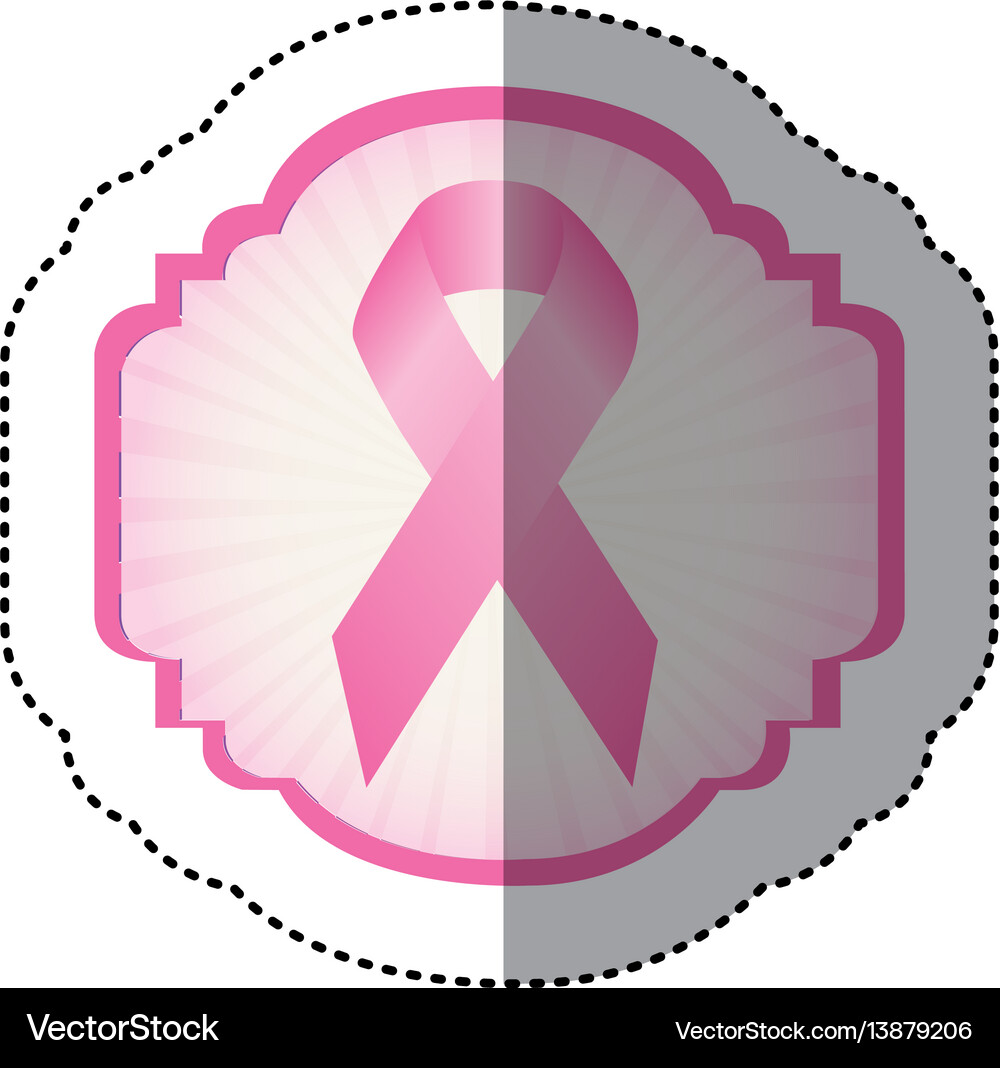 Circular label with breast cancer symbol Vector Image