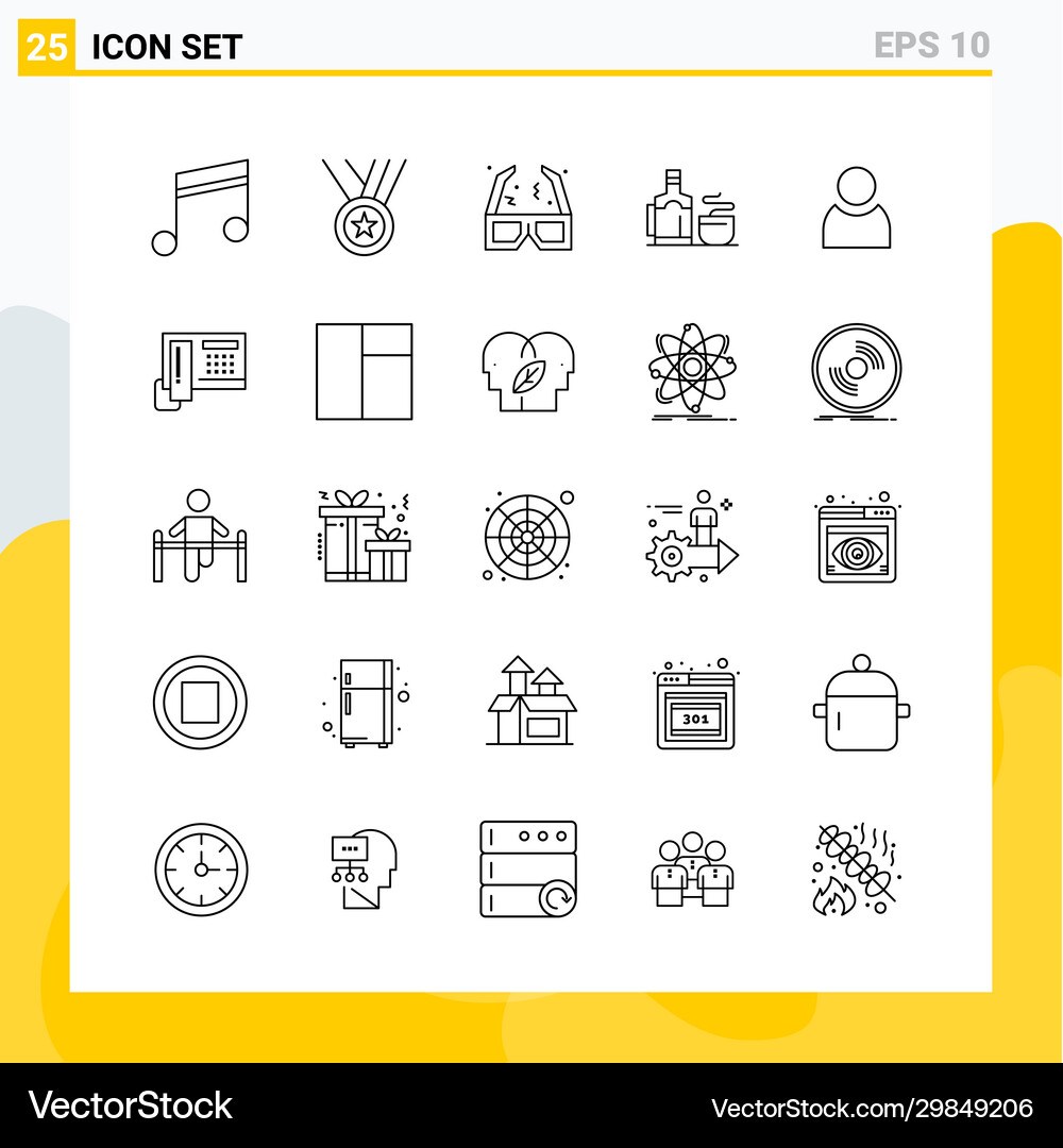Collection 25 universal line icons icon set Vector Image