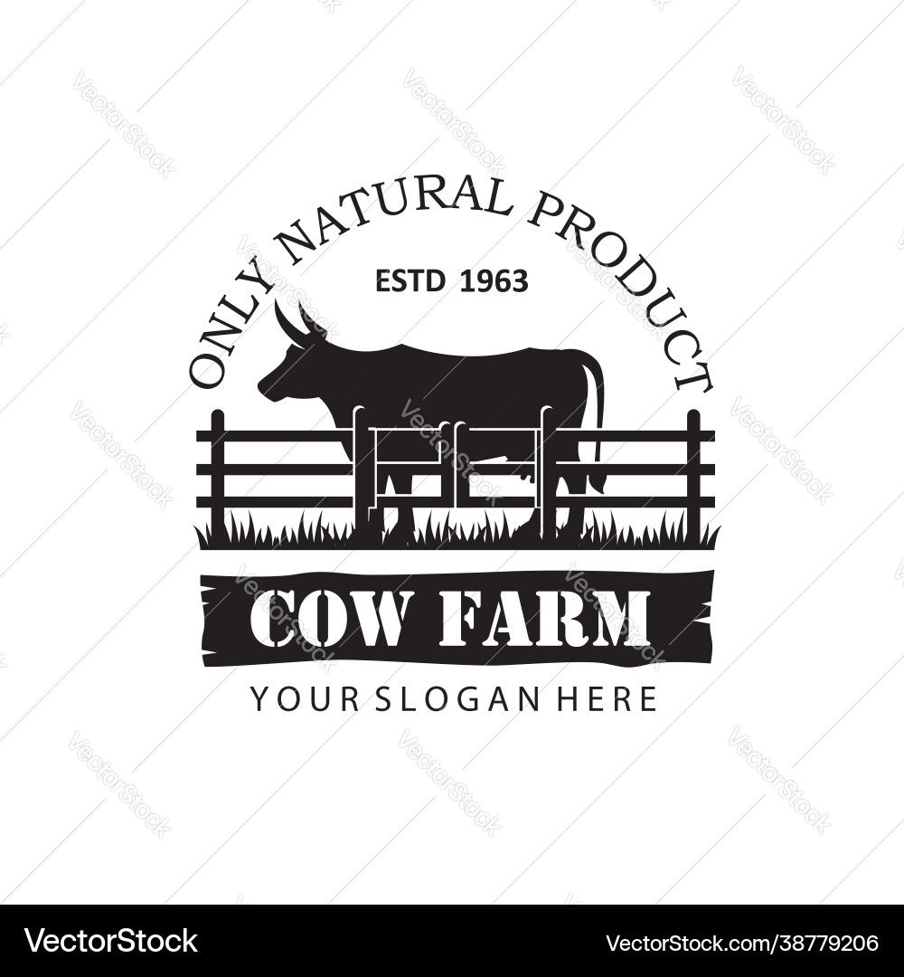 Farm animal cow label Royalty Free Vector Image