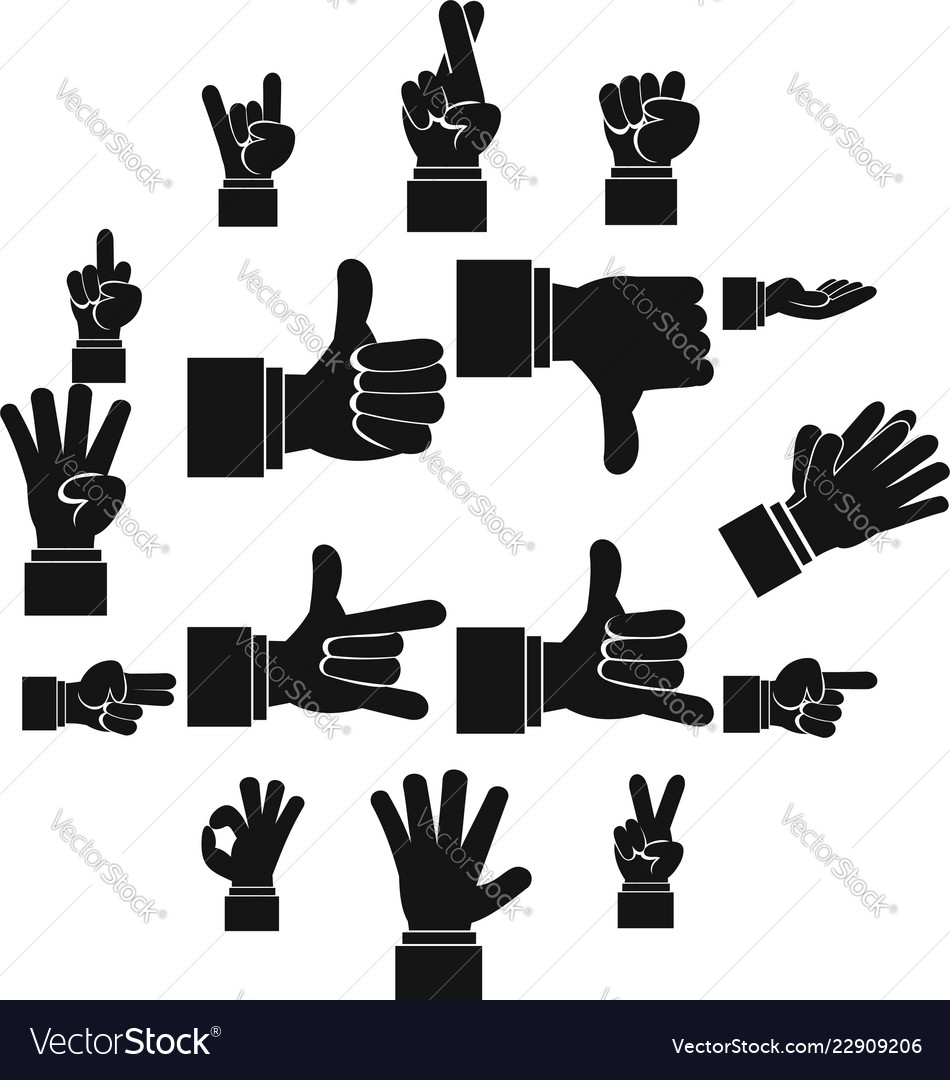 Hand gesture icons set simple ctyle Royalty Free Vector