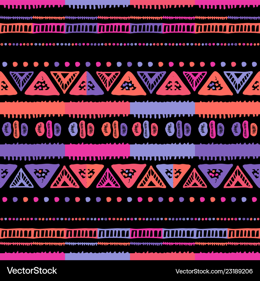 Handmade colored stripes bright tribal seamless Vector Image