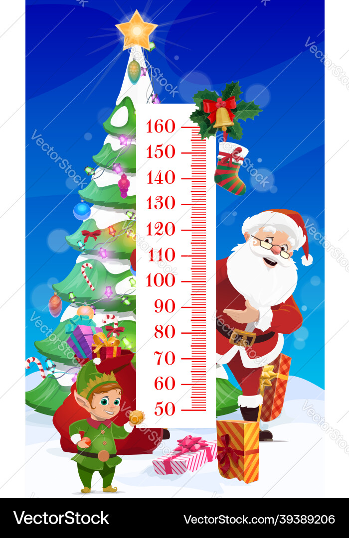 Kids height chart christmas tree and santa Vector Image