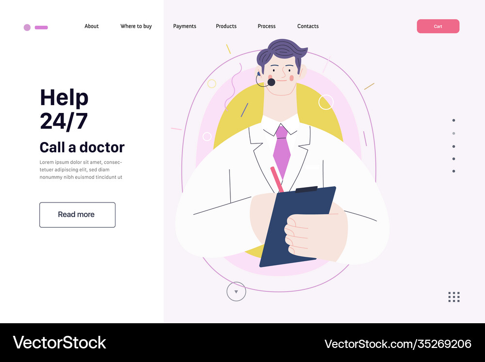Medical insurance template - help 24 per 7 call Vector Image